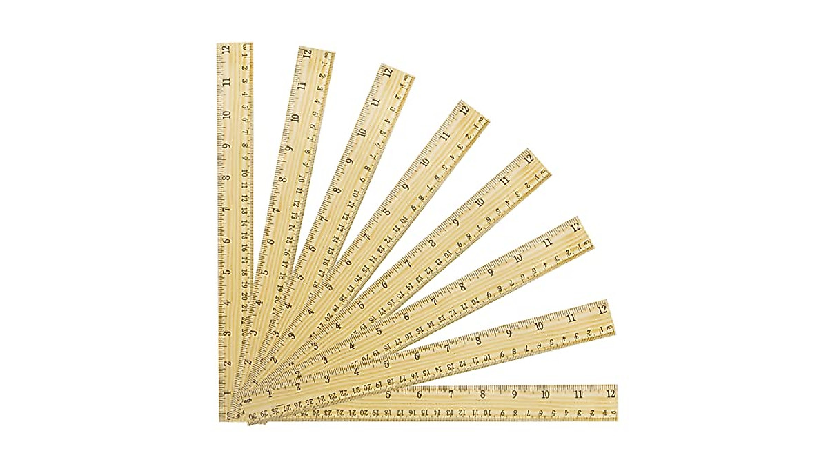 12 Inch Wooden Rulers - 8 Pack for Classroom Use