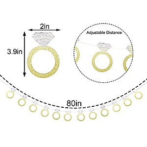 Bachelorette Party Banner - Glitter Gold and Silver Diamond Ring Banner, Engagement Party Decorations, Bride to Be Decorations , Bridal Shower Decorations