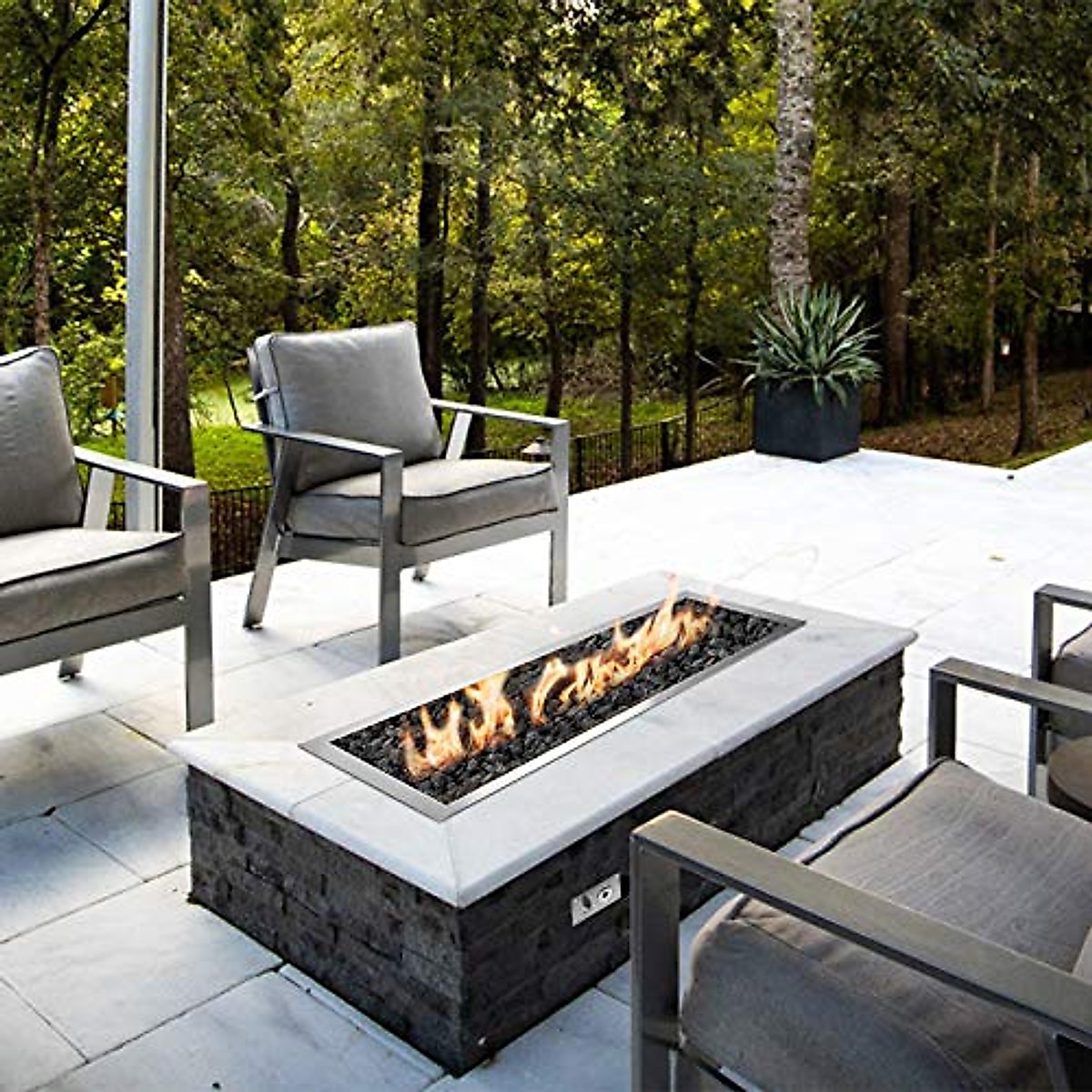 Stanbroil 30 x 10 Inch Drop-in Fire Pit Pan with Burner and All Accessories Required for DIY Fire Pit Projects, Natural Gas Version, Rectangular