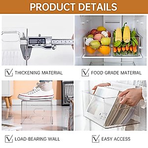 Artendjoon 3 Pack Refrigerator Organizer Bins with Lid, Large Stackable Fridge Organizer Set with Handle, BPA-free Clear Storage Container for Freezer, Cabinet, Pantry Organization
