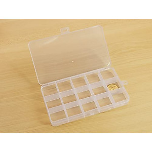JESEP YONG 8 packs Plastic Organizer Box 15 Grids Clear Storage Container Jewelry Case with Fixed Dividers for Beads Art DIY Crafts Jewelry Fishing Tackles (8pcs 15 Grids Box)