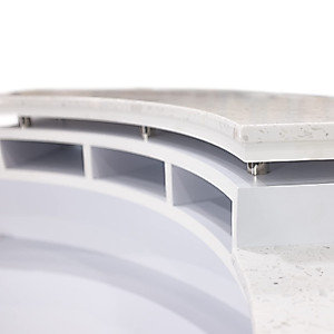 MAYAKOBA NAPA Reception Desk Square Table with LED Light and Marble Top, Office Restaurant Beauty Spa Salon Furniture, Luxe White/Silver Accents