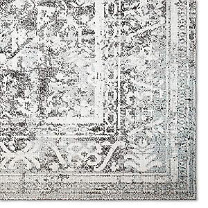 Nicole Miller New York Patio Sofia Ivy Transitional Distressed Indoor/Outdoor Area Rug, Grey/Aqua, 5'2"x7'2"