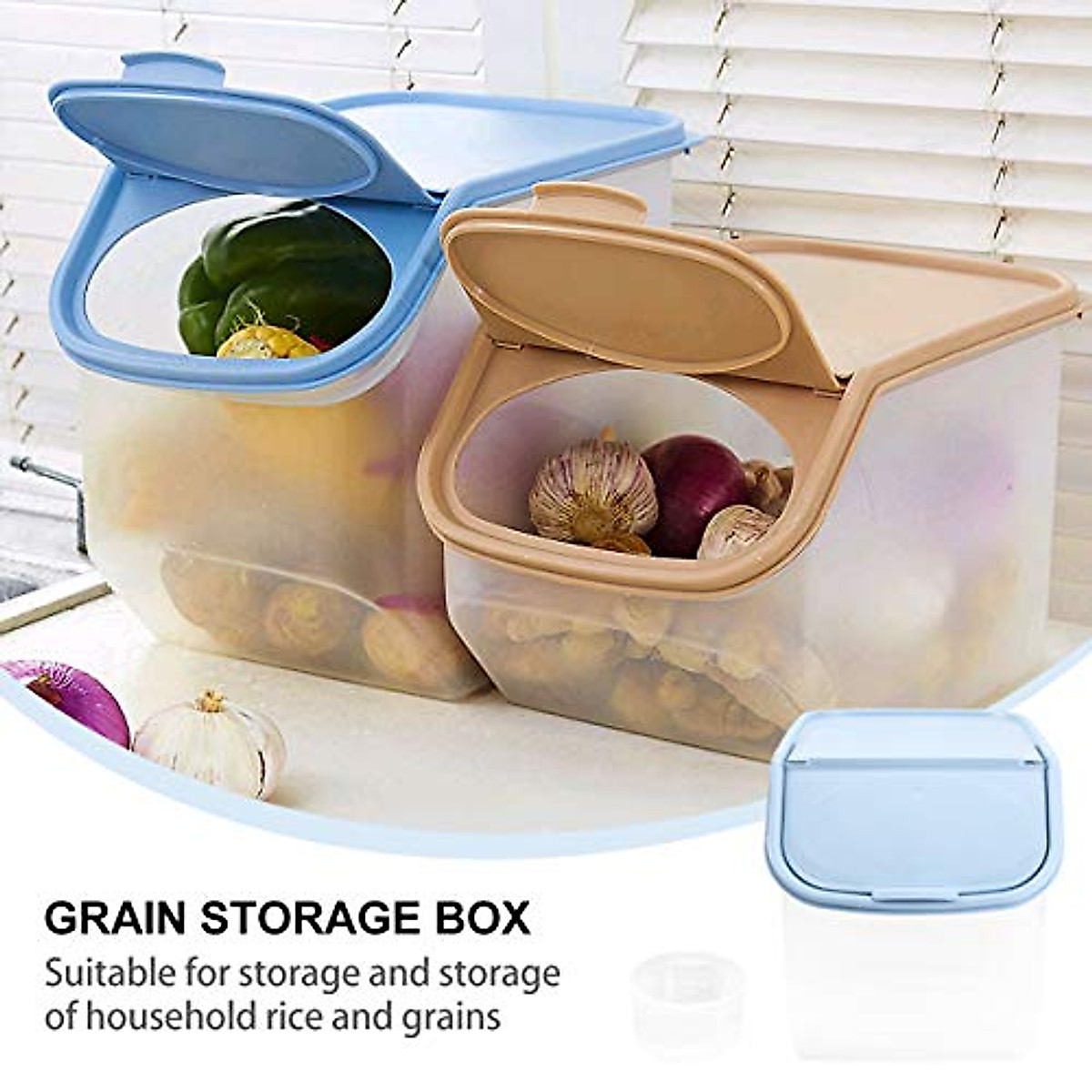 Cabilock Rice Storage Bin Cereal Containers Large Dispenser Food Storage Containers Kitchen Pantry Storage Containers for Sugar Flour and Baking Supplies Blue
