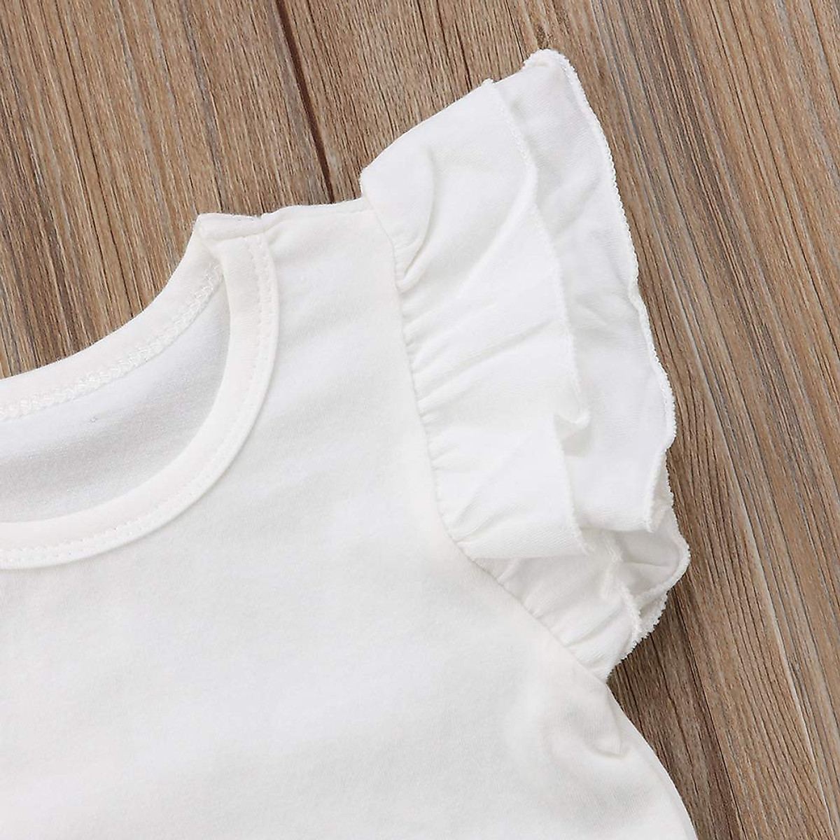 Infant Toddler Baby Girl Top Basic Plain Ruffle T-Shirt Blouse Casual Clothes (2-3 Years, White)