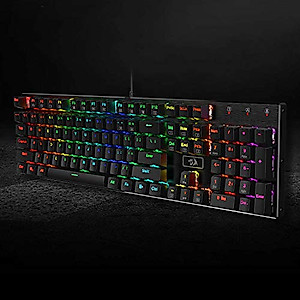 Redragon K556 RGB LED Backlit Wired Mechanical Gaming Keyboard, 104 Keys Hot-Swap Mechanical Keyboard w/Aluminum Base, Upgraded Socket and Noise Absorbing Foams, Soft Tactile Brown Switch