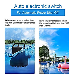 2200GPH 1/4 HP Automatic ON/Off Submersible Water Pump with Garden Hose Adapter, 14.8FT Lift Height, Swimming Pool Cover Pump for Waterfall, Fish Tank, Pond, Aquarium, Hydroponic Systems