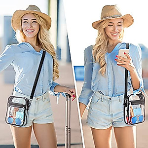 HAOGUAGUA Clear Crossbody Purse Bag, Stadium Approved with Front Pocket for Concerts, Festivals Sports (Black)