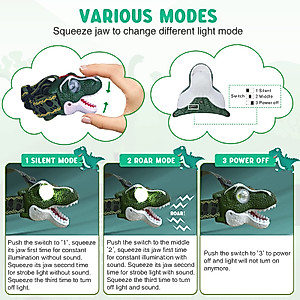 SEVENKA LED Headlamp for Kids, Outdoor Toy Head Lamp Flashlight for Boys Girls Toddler, 3.4oz Lightweight Headlight Camping Gear, Roar/Mute, Birthday Gift (Battery Included)