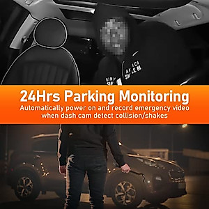 3 Channel Dash Cam Front and Rear Inside, 64GB Free SD Card, 1080P Dash Camera for Car with 4 IR Lamps, Three Way Car Cam Night Vision, 2.5 Inch LCD, Parking Monitor, G-Sensor, USB C, Loop Record
