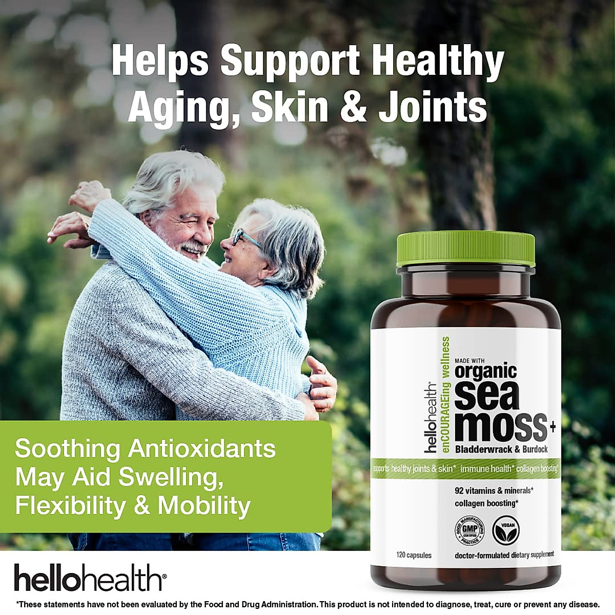 Organic Irish Sea Moss Capsules: Wildcrafted Sea Moss, Burdock Root & Bladderwrack Prebiotic Super Food for Immune Support, Thyroid Support, Natural Energy, Gut Health, Skin & Joint Health -120 Caps