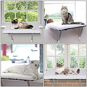 Kphico Cat Window Perch,Window Sill Cat Perch for Large Indoor Cats,Cat Window Seat with Soft and Washable Foam Cat Seat,Kitty Sill,Cat Window Shelf,Pet Cat Bed Shelves for Window Sill-White