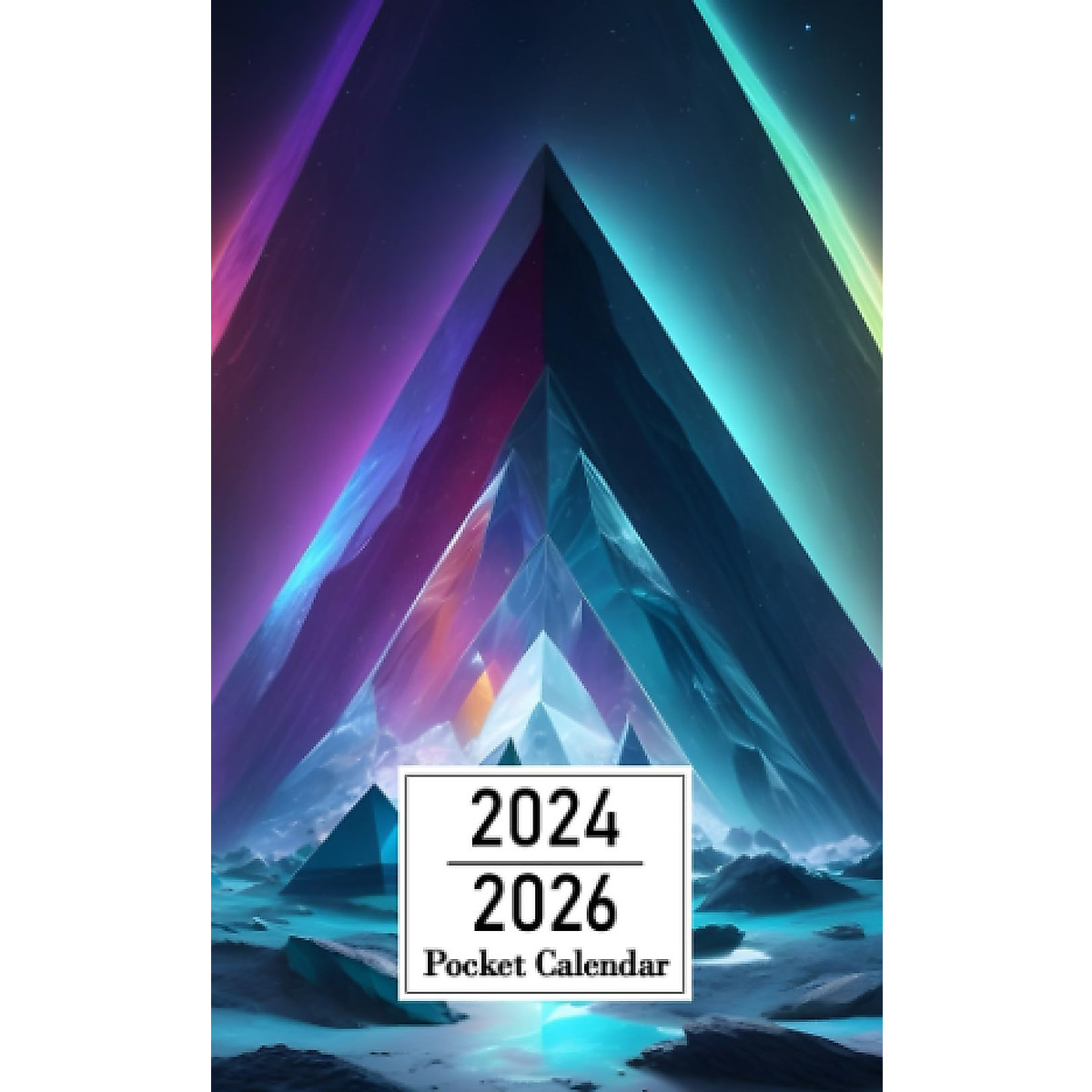 Pocket Calendar 2024-2026: Two-Year Monthly Planner for Purse , 36 Months from January 2024 to December 2026 | Crystal World | Geometry | Cosmic background | Alien Worlds