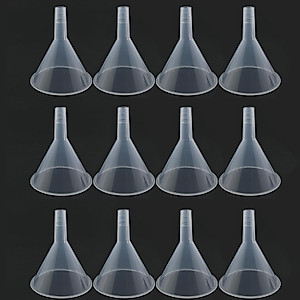 Heyous 12PCS Plastic Transparent Filter Funnel 60MM Diameter for Science Lab Water Bottle Filling Liquid Transfer