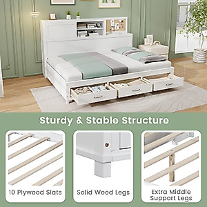 Giantex Twin Daybed with 3 Storage Drawers, Wood Day Bed with Storage Shelves, Cork Board & Sliding Door, Daybed Frame for Kids Adults Guests, No Box Spring Needed, Daybed with Storage, White