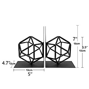 Bookends Creative Fashion Metal Bookends Black Geometry Shape Book Stand Home Office Decoration Desk Organizer Book Shelf Holder Book Ends (Color : Black)