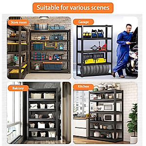 Leariso Garage Shelving Unit, 78" H Garage Storage Shelves Adjustable Heavy Duty Shelving, Metal Shelving Storage Racks Shelves for Storage Warehouse Basement Kitchen, 5-Tier,47.2" W x 18" D x 78" H