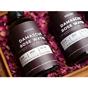 govedic Rose Water for Cooking, Baking, Cocktails | 100% Food Grade Rose Water | Face & Hair Care | Steam-Distilled Edible Damask Rose | 100 ml 3.38 Oz