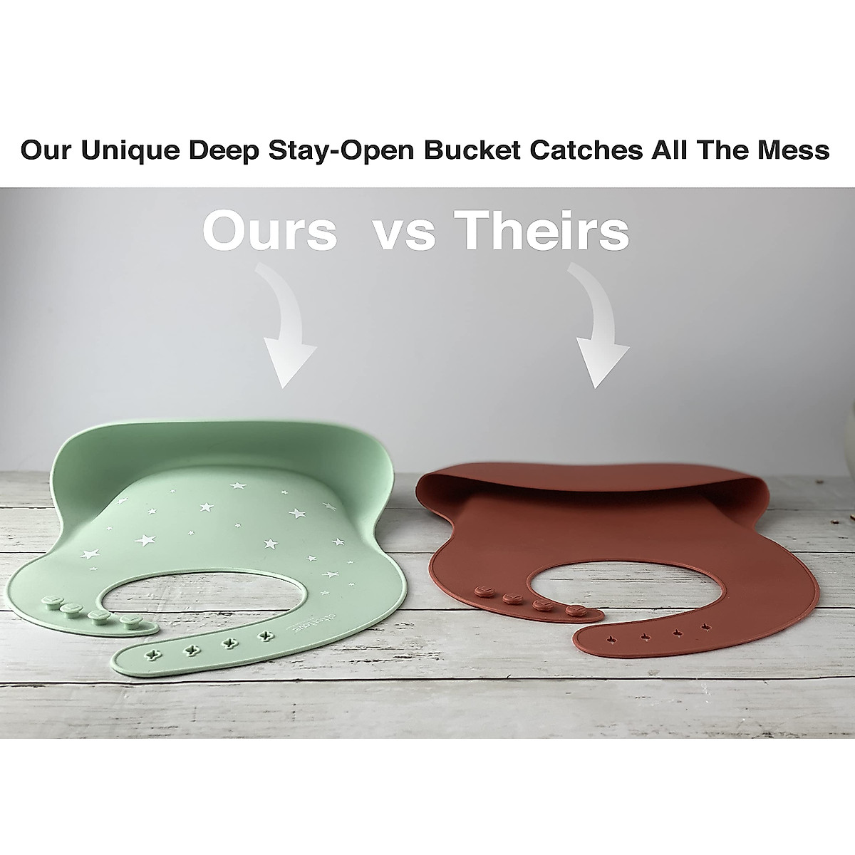 Otterlove Silicone Bib-100% Pure Platinum LFGB Baby Bibs 6-48 months-No Fillers-BPA and Phthalate Free (2 Bib Pack - Blue Elephants & Lemon Lime Otters)