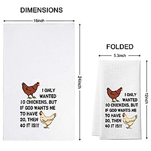 WCGXKO Chicken Gift Chicken Lover Gift Funny Chicken Kitchen Towels Housewarming Gift for Chicken Owner (40 Chickens)