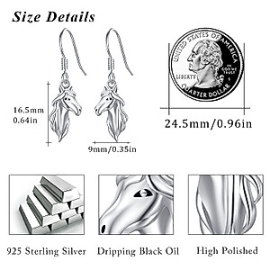 Horse Earrings for Women 925 Sterling Silver Horse Dangle Drop Earrings Horse Ear Hooks Animal Earrings Horse Jewelry Gifts for Women Horse Lovers