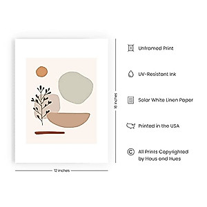 HAUS AND HUES Boho Prints Mid Century Wall Art - Modern Prints Wall Art & Minimalist Poster Neutral Wall Art Boho Art Prints Minimalistic Wall Art Beige Wall Art Neutral Colors UNFRAMED 12"x16"