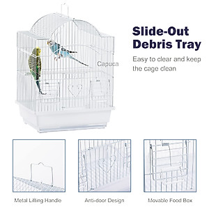 Capuca Small Bird Travel Cage-Lightweight Small Birds Starter Kit with Birdcages and Accessories Great for Parakeets Lovebirds Parrotlets Finches Canaries Removable Plastic Tray Include
