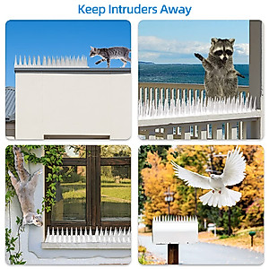 Bird Spikes, Bird Deterrent Spikes for Squirrel Raccoon Small Birds, Defender Spikes, Pigeon Spikes, Outdoor Anti Climb Anti Bird Fence Spikes for Roof, Windowsill, Covers 17 Feet(5.2m) - 12 Pack