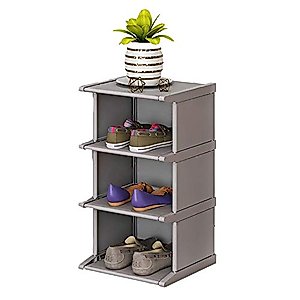 3 Tier Vertical Shoes Rack Storage Stand, Multifunctional Shoe Organizer Shelf Closet Holder, Shoe Cabinet for Doorway/Entrance/Living Room/Dormitory, Gray, 30×28×53cm