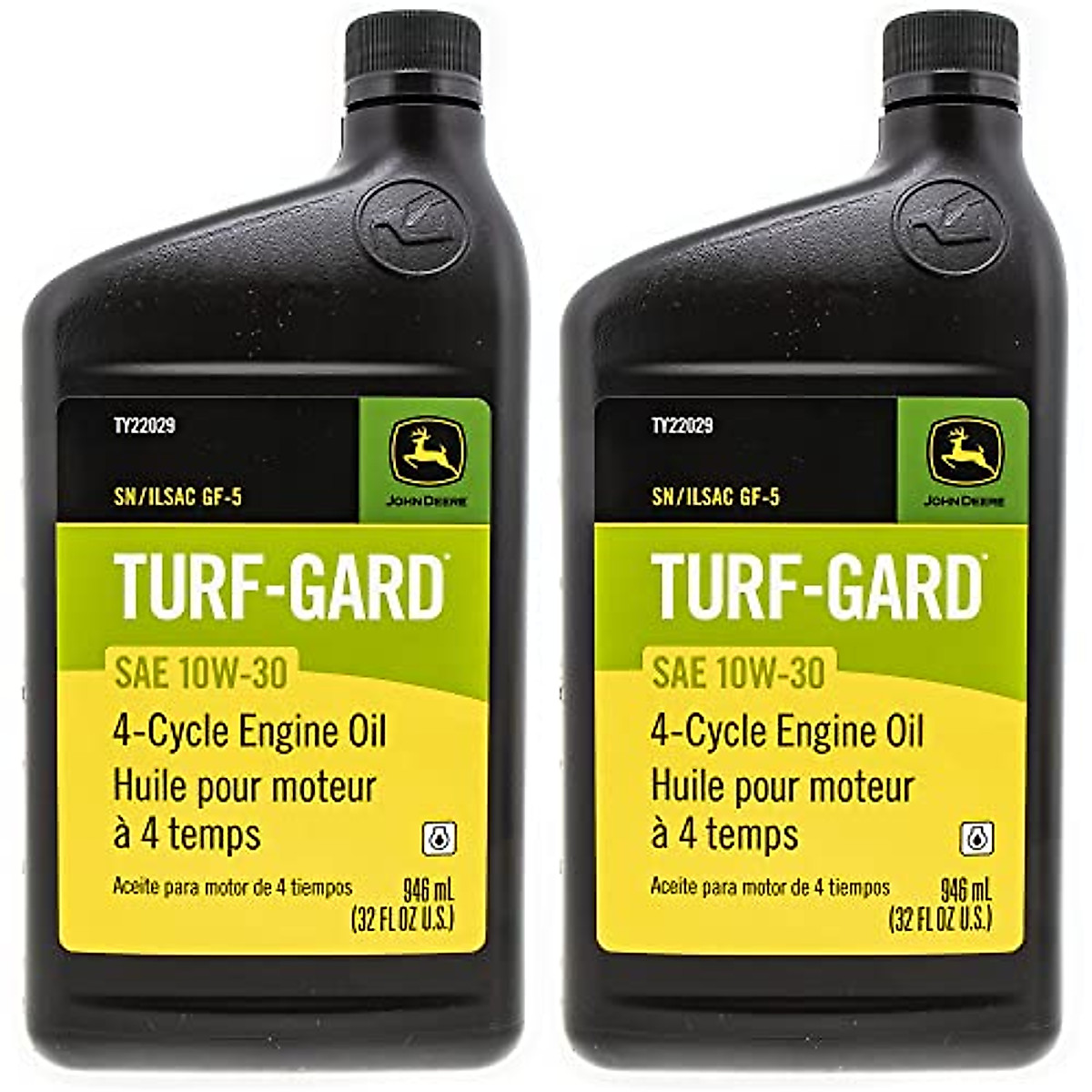 John Deere Turf-Gard SAE 10W-30 4-Cycle Engine Oil TY22029 1 Quart Bottle 32oz OEM 2 Pack