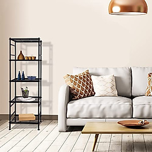 5-Wire Shelving Metal Storage Rack Shelves, Standing Storage Shelf Units for Laundry Bathroom Kitchen Pantry Closet(Black)