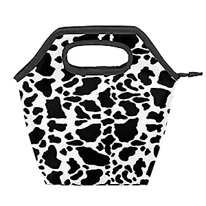 Cow Lunch Box Cow Animal Skin Print Insulated Soft Lunch Bag Mini Cooler Thermal Meal Tote Bags With Zipper for Outdoor Work School Picnic Travel