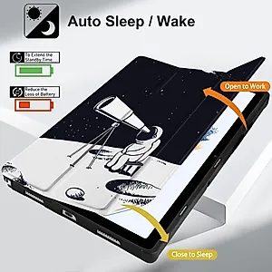 DONGKE Case for Samsung Galaxy Tab A8 10.5 Inch 2022 (SM-X200/X205/X207), Trifold Stand Cover with Auto Wake/Sleep + Soft TPU Protective Stand Back Cover for Galaxy Tab A8 10.5", Spaceman