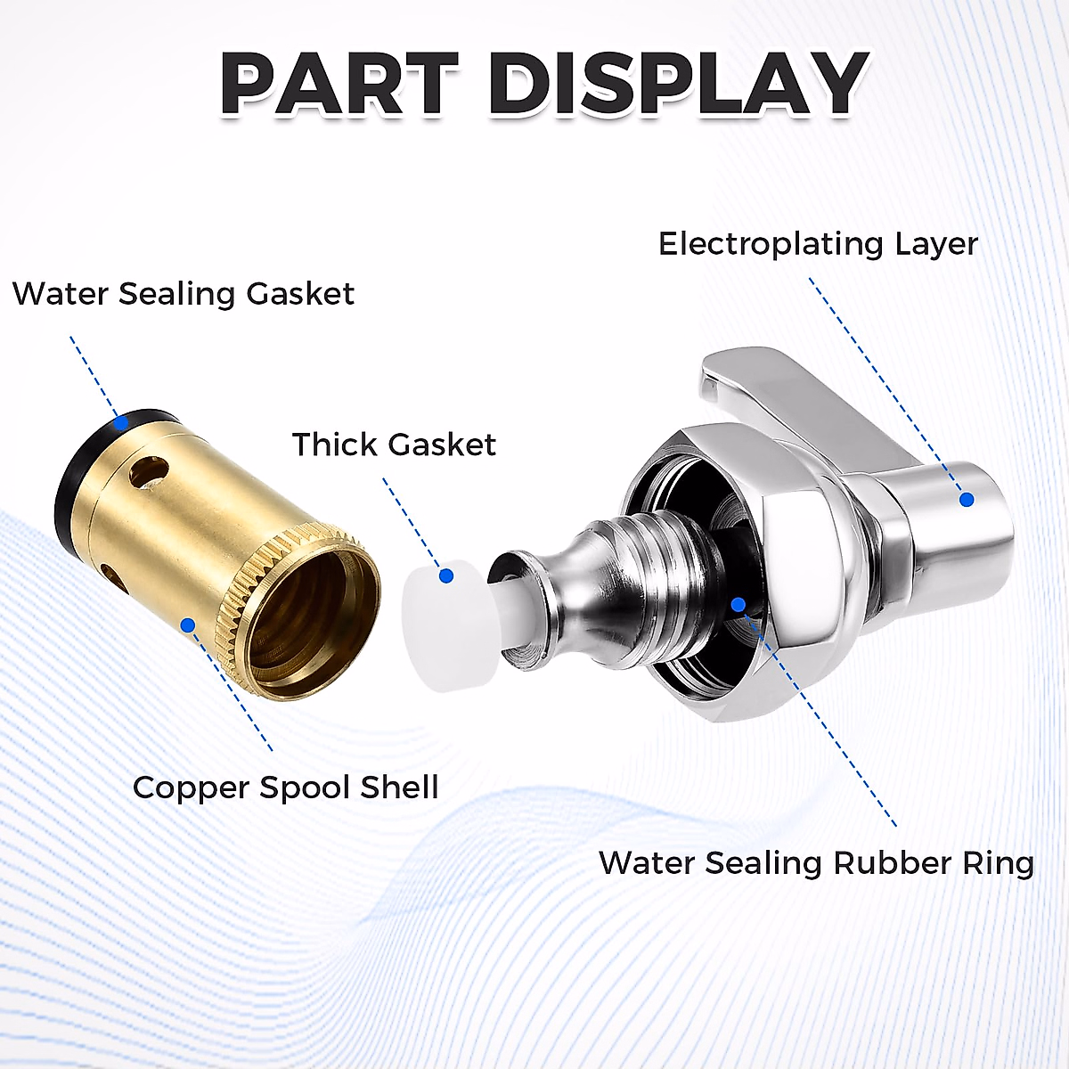 MOOTVGOO 2 Pack Handle Stem Assembly, Blue Cold and Red Hot Side Spindle Assembly Valve Replacement for T&S Brass Faucets, Replace 002714-40 002713-40