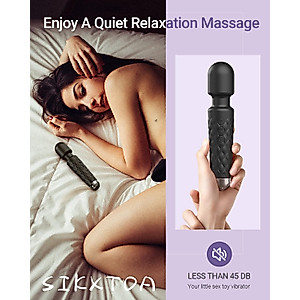 SIKXTOA Vibrator Wand Sex Toys, Female Adult Vibrators for Her, Wand Massager, Clit Stimulator Sex Toy, Dildo, with 8 Speeds of Pleasure & 20 Patterns, Waterproof (Classic Black)