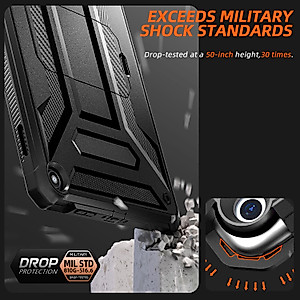 All-New Amazon Fire Max 11 Tablet case (13th Generation, 2023 Release), DJ&RPPQ Full Body Rugged Hands-Free Viewing Stand Back Cover with Screen Protector, Incompatible with iPad Samsung - Black