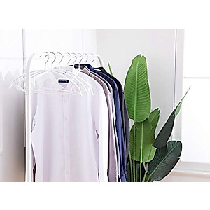 Cocomaya 16.5 Inch White No Shoulder Bumps No Mark Non-Slip Rubber Coated Contour Metal No Bumps Hanger, Sweater Hanger, T-Shirt Hanger Suit Hanger with Pants Bar Pack of 10 (White, 10)