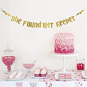 Gold Glitter Bachelorette Party Banner Decorations - Bridal Shower Hen Party Decorations Supplies, Wedding Party Decoration, Gold Glitter Banner | She Found Her Keeper