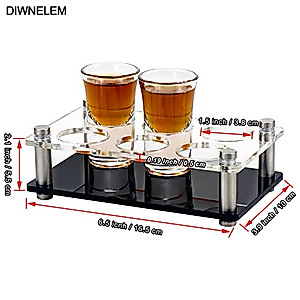 DIWNELEM Acrylic Shot Glass Holder Shot Glass Server Acrylic Cup Holder Shot Glass Serving Tray Shot Glass Base for Tequila Whiskey Brandy Vodka Spirit Liquor (2 * 3 Cup Holder,No Glass Cups)