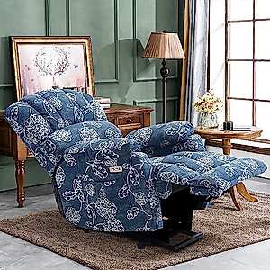 MCombo Medium Power Lift Recliner Chair Sofa with Massage and Heating, 3 Positions, USB Ports, Control Buttons for Elderly People, Fabric 7091