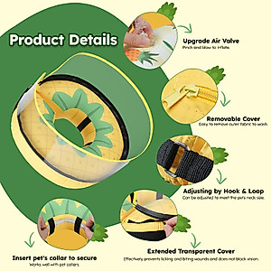 ipetstation Inflatable Dog Cone,Adjustable Comfy Alternative to Dog Donut Collar after Surgery, Dog Cone Collar for Small Medium Large Dogs with Removable Cover,Dual-Sided Pattern,Waterproof Fabric(L)