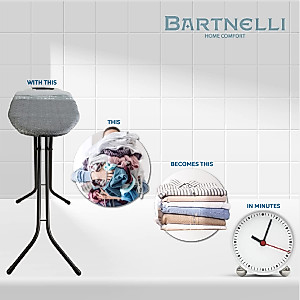 Bartnelli Heavy Duty 48x15 Ironing Board with 4-Layer Cover & Pad, Height-Adjustable, Turbo & Park Zone - Designed in Europe
