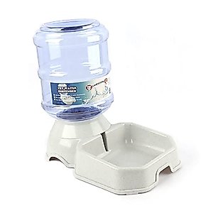 Automatic Dog Cat Feeders Water Bowl Dispenser Gravity Water Fountain Large Capacity 3.8L,1 Gallon Large Capacity for Medium Large Pets
