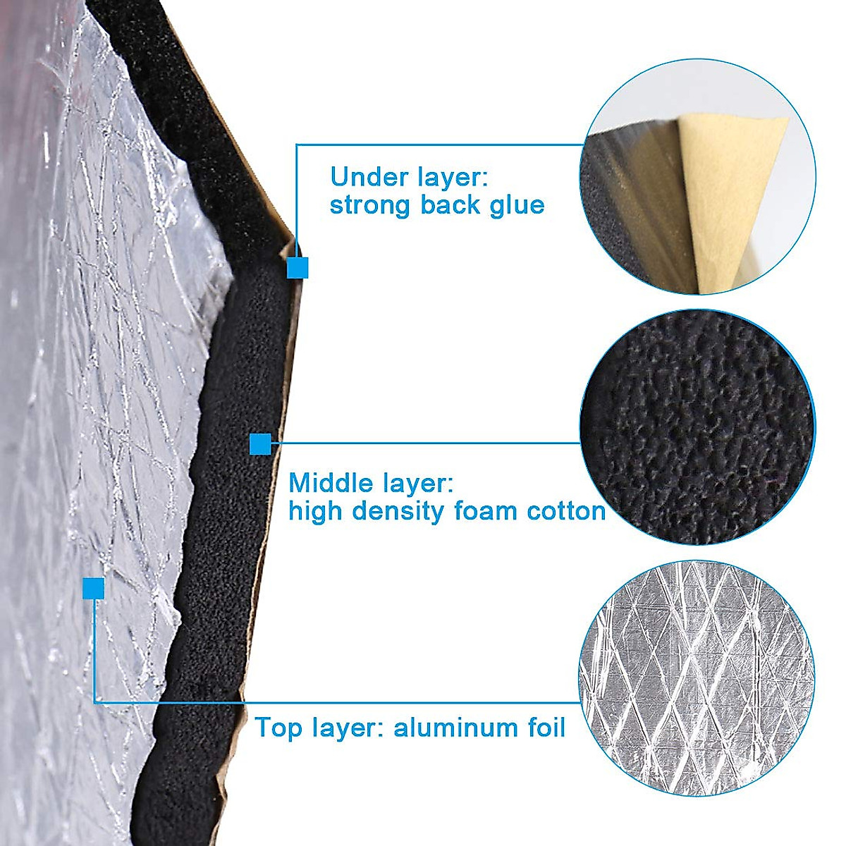 uxcell 394mil 16.36sqft Car Noise Sound Deadener Deadening Insulation Mat Waterproof 60 x 40 Inches