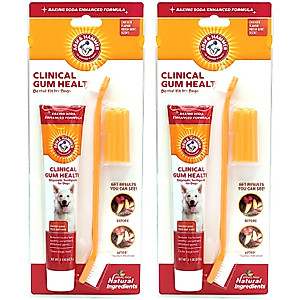 Arm & Hammer for Pets Clinical Care Dental Gum Health Kit for Dogs Contains Toothpaste, Toothbrush & Fingerbrush Soothes Inflamed Gums, 3-Piece Kit, Chicken Flavor - 2 Pack