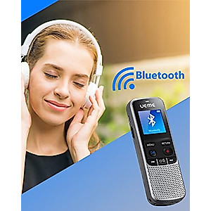 Digital Voice Recorder with Bluetooth Playback, Small Lightweight Dictaphone with Storage Bag, Warm Voice Sound for Notes, Dictation, Interviews, Meetings and Lectures, MP3 Playback, 16GB