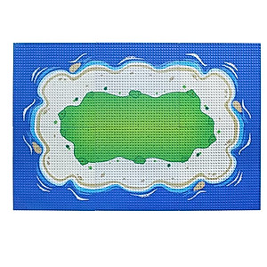 General Jim's Blue Beach and Water Road City Baseplates Full Set for Ocean Island Street Base Plate - Pirates Sea Grass Toy Kit for Building Blocks Bricks for Teens and Adults