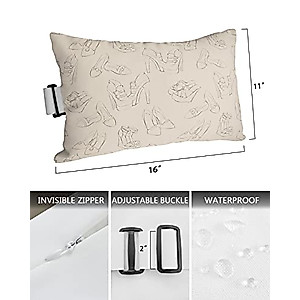 Valentine's Day High Heels Outdoor Pillows for Chaise Lounge Chair, FarmhouseWoman Shoes Waterproof Lumbar Head Support Pillow with Adjustable Elastic Band for Pool Patio Furniture Decorative