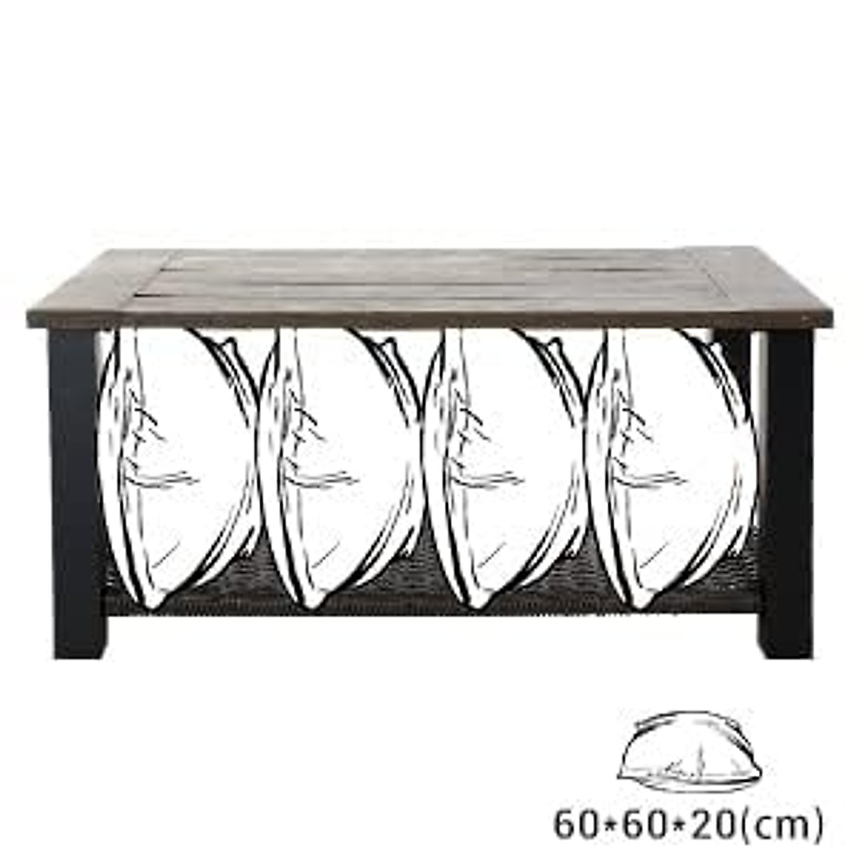 Grand patio Outdoor Coffee Table 40In Aluminum Steel Side Table Modern Rectangle Fits with Conversation Set All-Weather Resin Wicker Storage Shelf Wood Grain Finish Tabletop