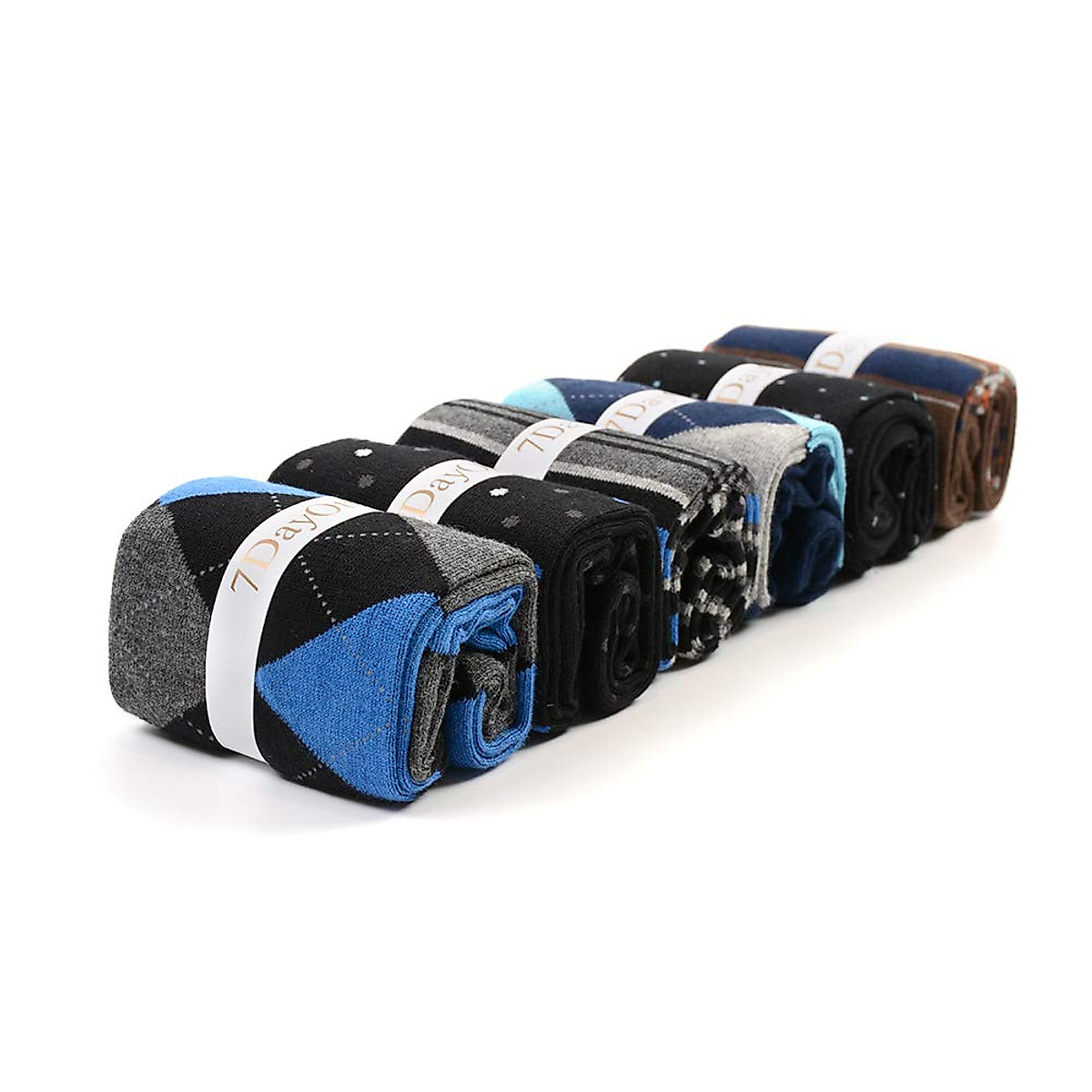 7DayOtter Modal Odor Resistant Dress Socks for Men Cotton Business Crew Socks Patterned Dress Socks Funny